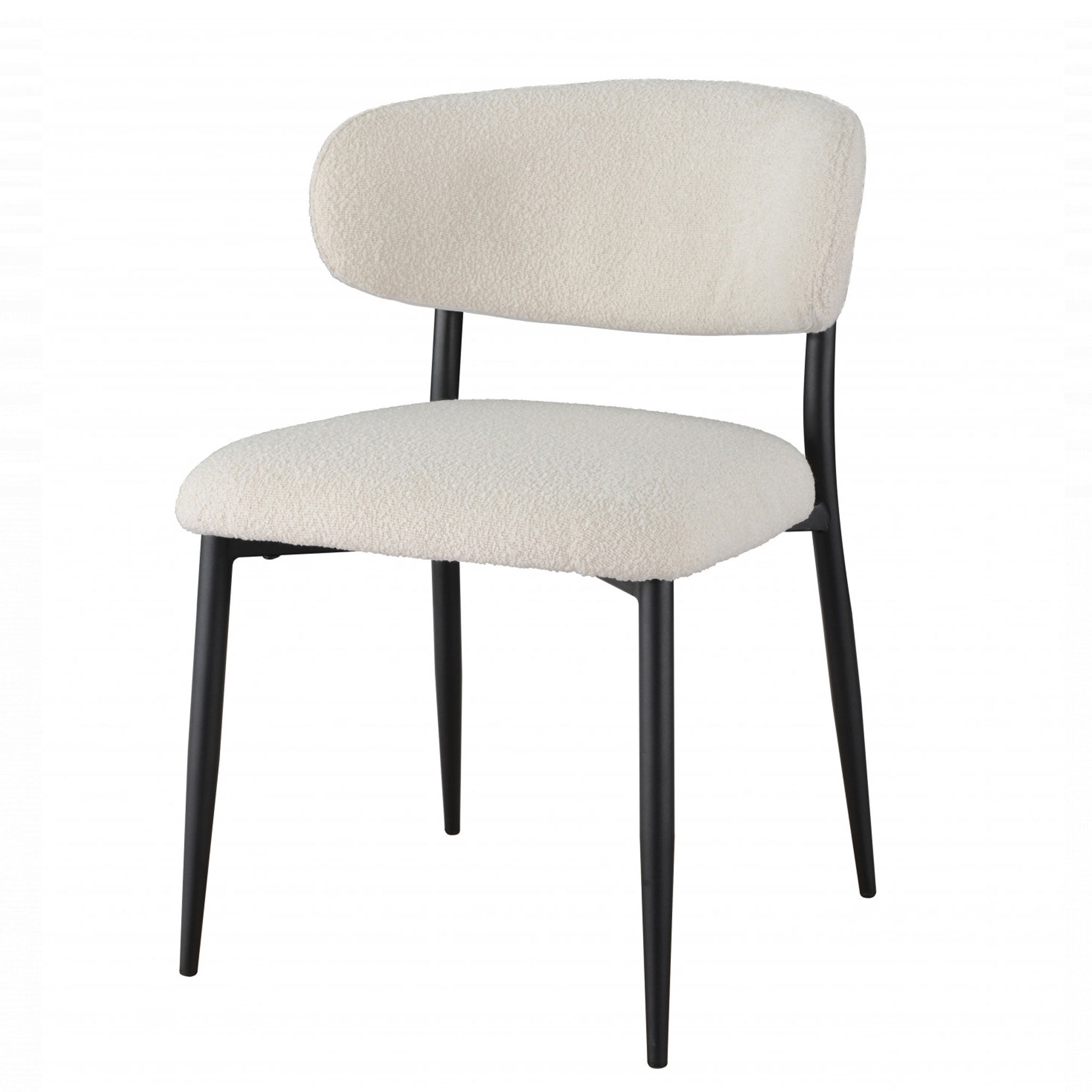 Milan Dining Chair Off White Boucle Fabric Black Powder Coat Legs ...